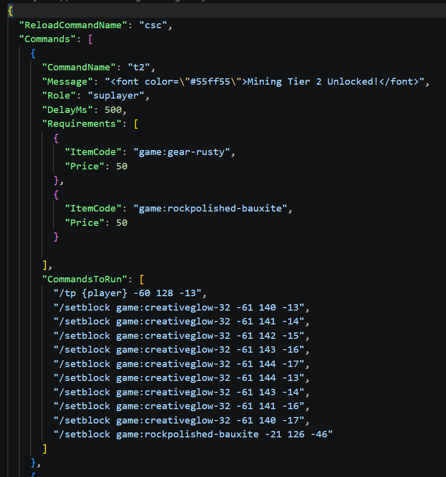 CustomServerCommand - Vintage Story Mod DB