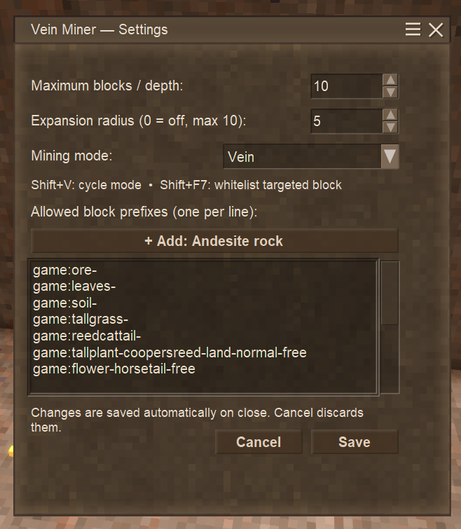 Vein Miner Revamp - Vintage Story Mod DB